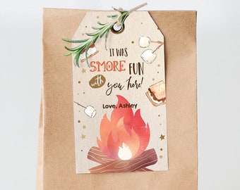 Editable S'more Favor Tags Thank You Backyard Bonfire - Etsy