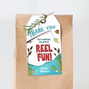 Editable Reel Fun Fishing Favor Tag Fishing Birthday Thank You Tag Gone ...