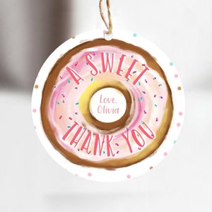 Editable Donut Favor Tags Donut Birthday A Sweet Thank You Donut Tag ...