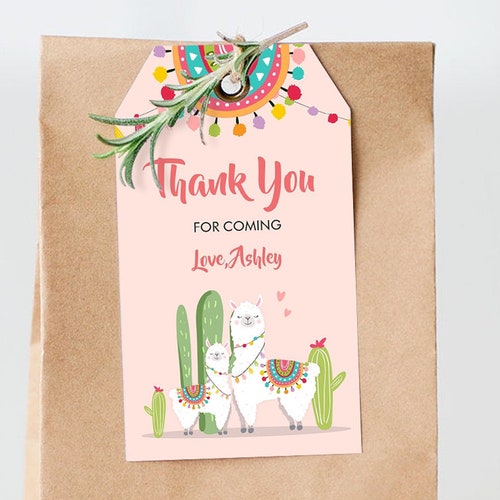 Editable Llama Favor Tags Baby Shower Birthday Llama Thank You | Etsy