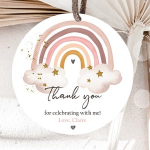 Editable Rainbow Favor Tags Rainbow Birthday Party Thank You Tags Boho ...