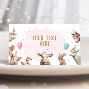 Editable Farm Animals Food Labels Barnyard Birthday Name Place Tent ...