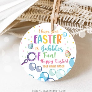 Editable Easter Bubbles Tag Easter Tags Kids Easter Gift Tag Classroom ...