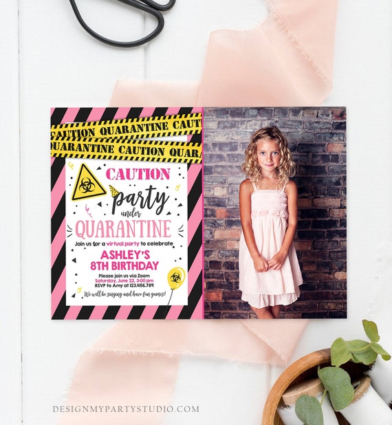 Editable Quarantine Birthday Invitation Virtual Party Quarantine Party ...