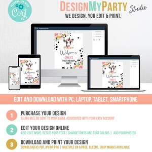 Editable Cow Birthday Welcome Sign Barnyard Birthday Welcome Sign Pink ...