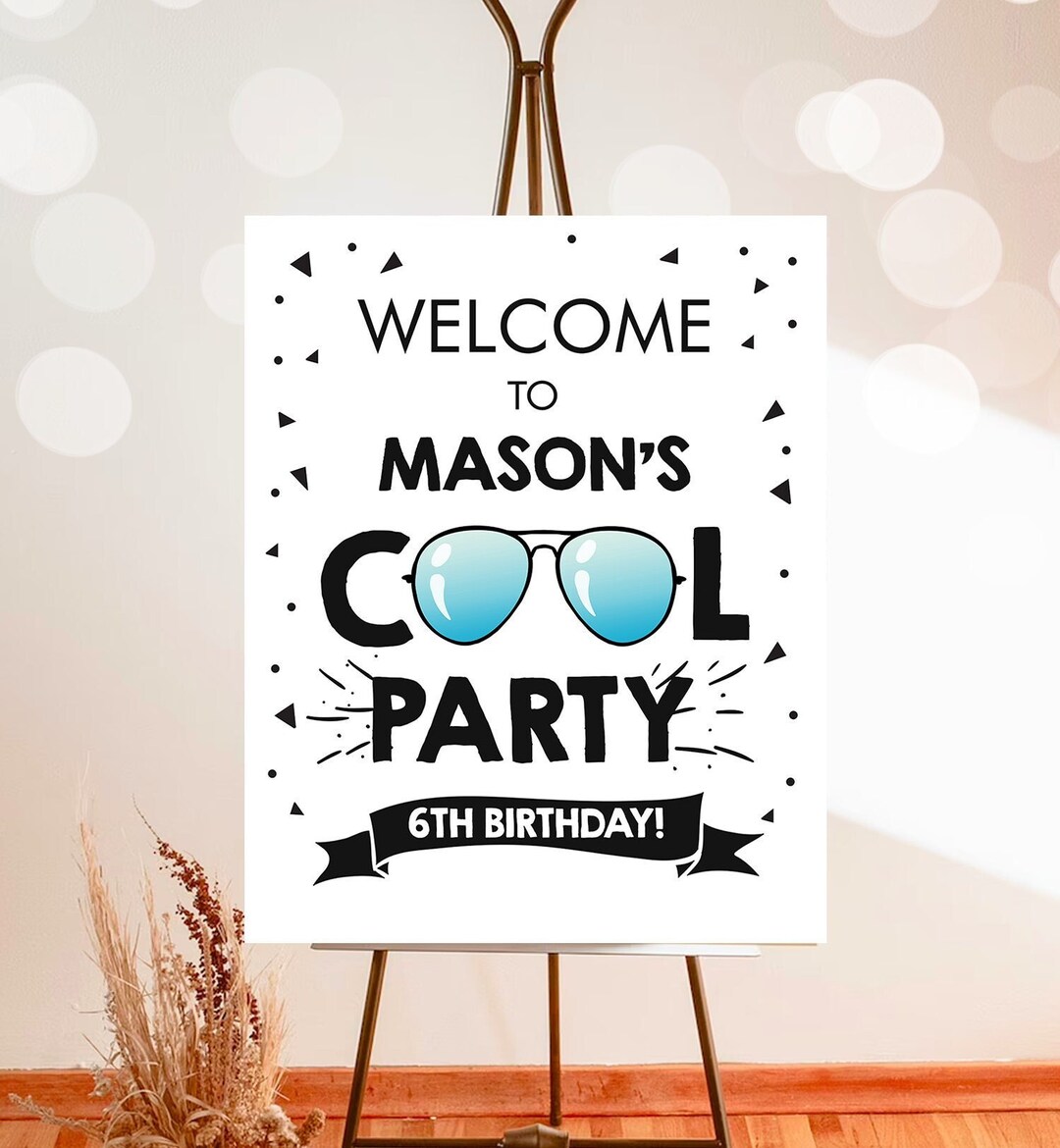 Editable Birthday Party Welcome Sign Boy Birthday Two Cool I'm This ...