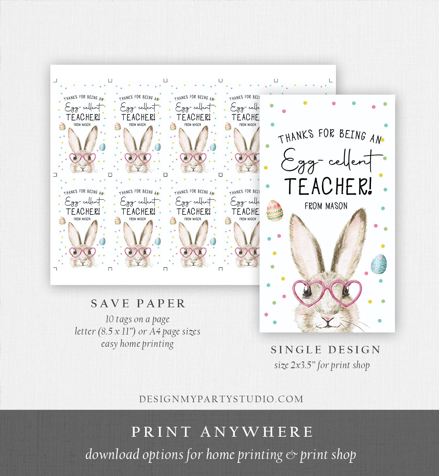 Editable Easter Gift Tags Egg-cellent Teacher Appreciation Classroom ...