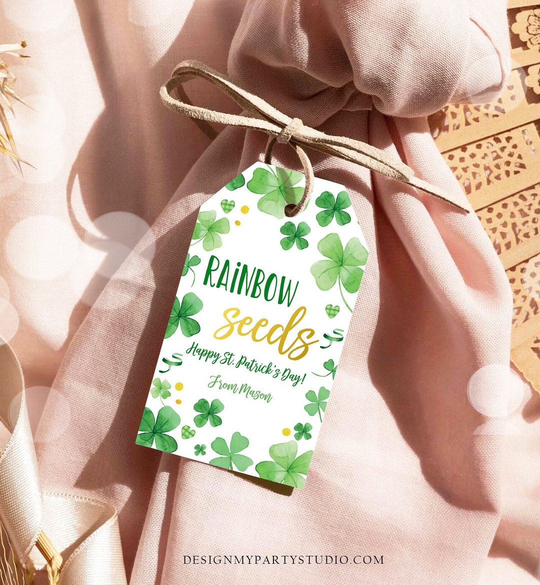 Editable St. Patrick's Day Tag Rainbow Seeds Tag Treat Favor Tag Friend ...