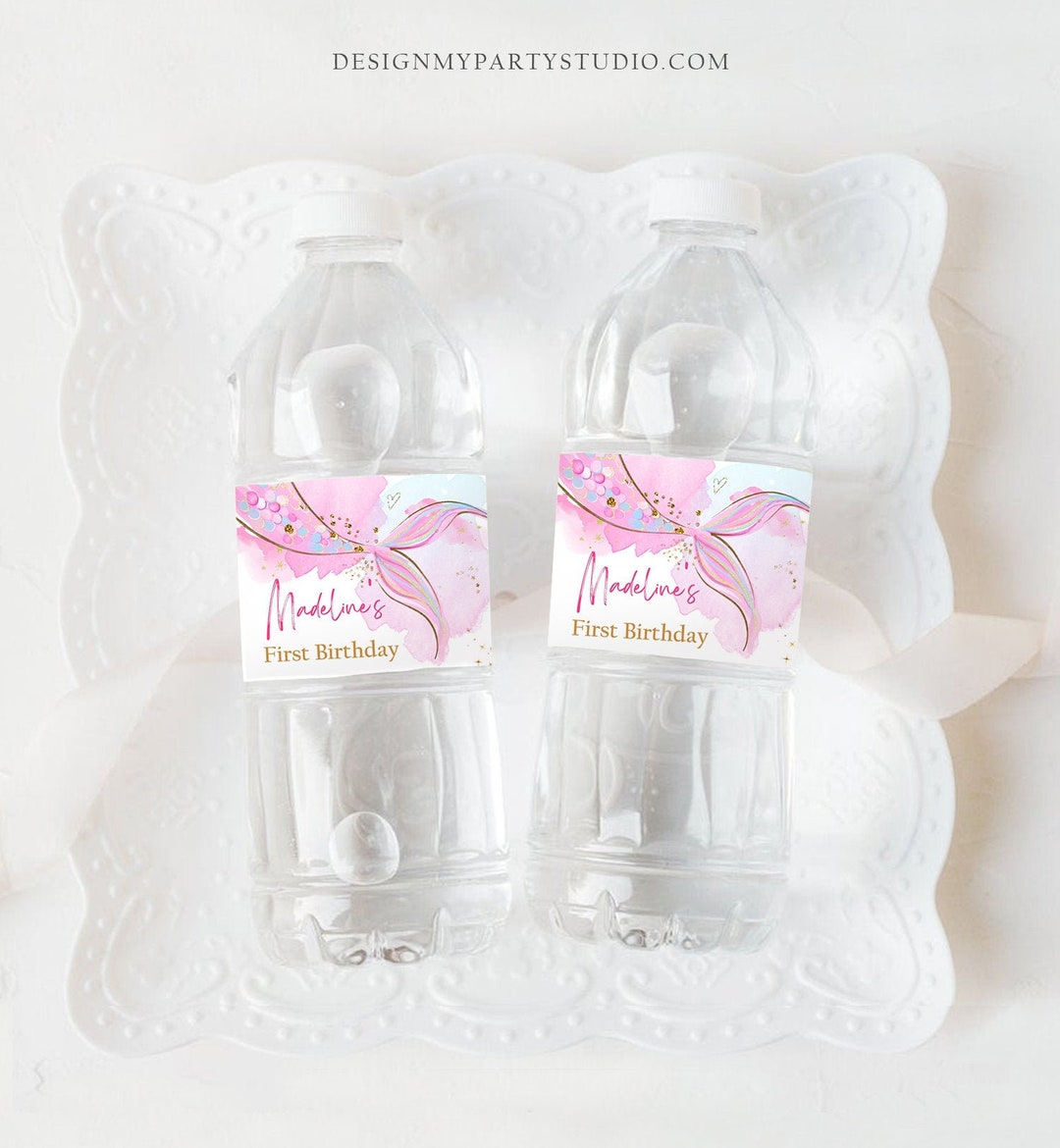 Editable Mermaid Water Bottle Labels Mermaid Tail Birthday - Etsy