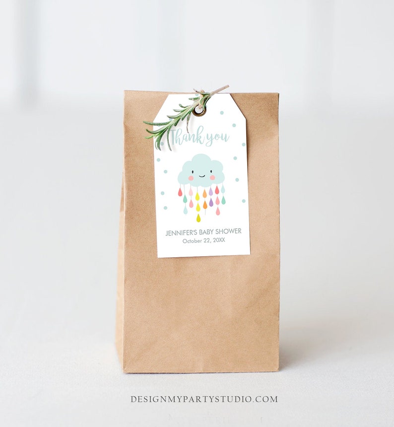 Editable Cloud Baby Shower Favor Tags Cloud Labels Cloud Thank | Etsy