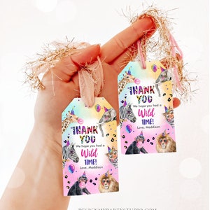 Editable Party Animals Favor Tags Wild One Animals Thank You Tags ...