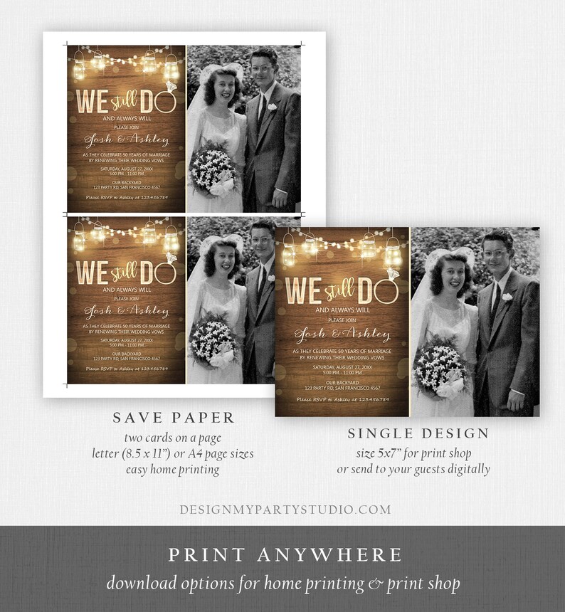 Editable We Still Do Wedding Anniversary Invitation Rustic - Etsy
