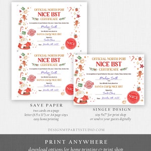 Editable Santa Claus Official Nice List Certificate Letter From Desk ...
