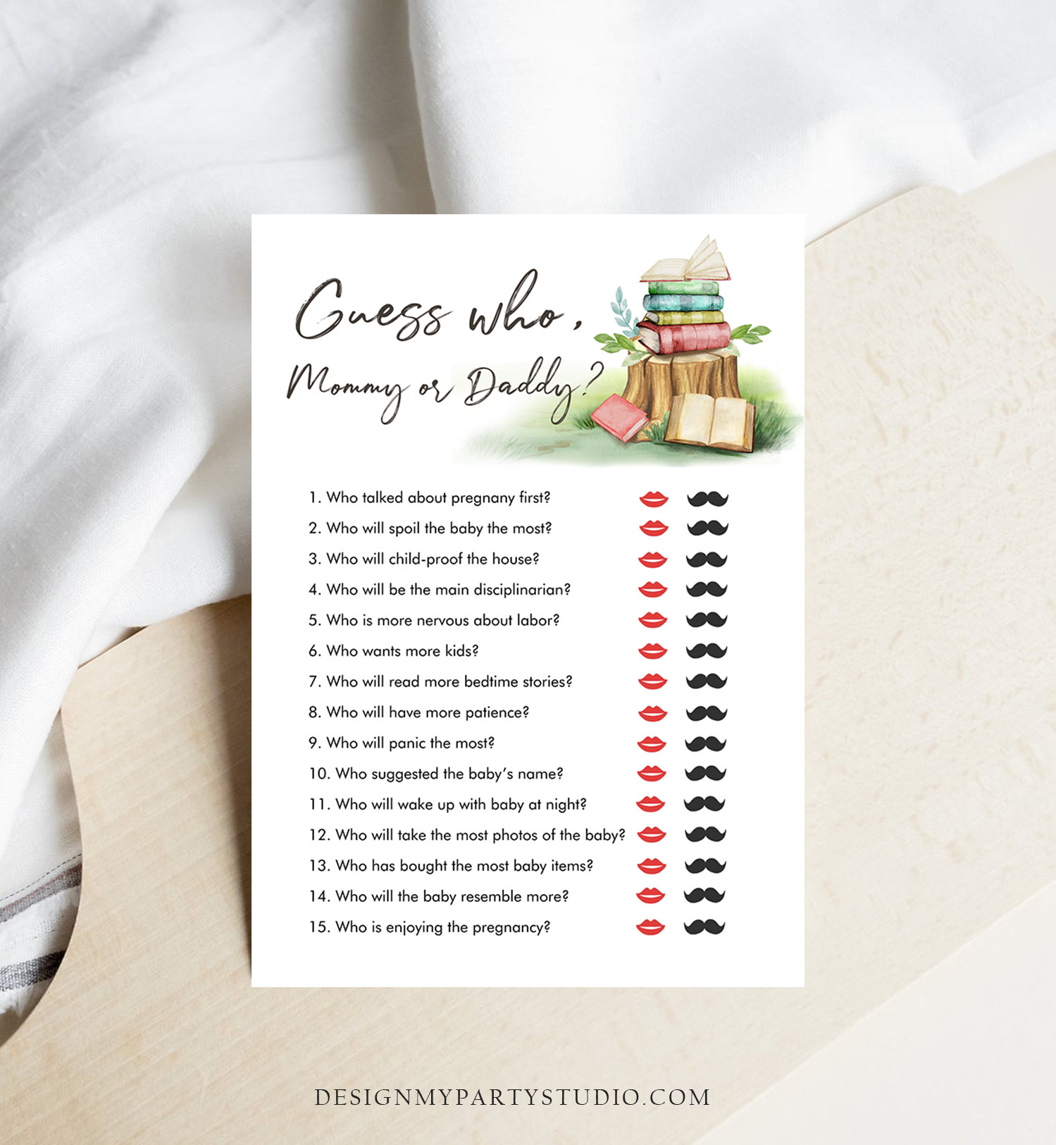 Editable Mommy or Daddy Baby Shower Game Guess Who Mom Dad Storybook ...