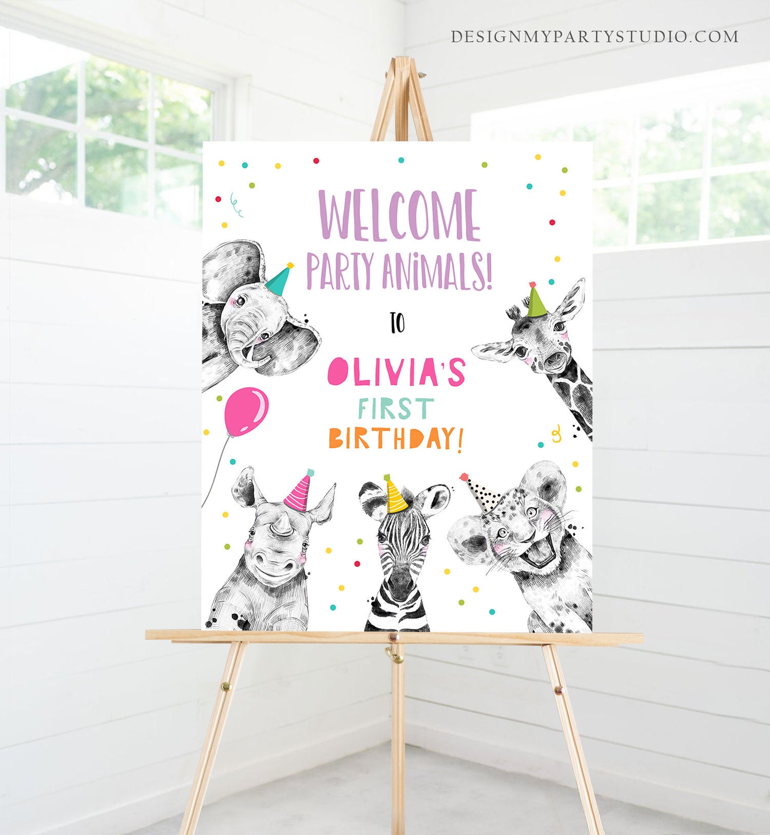 Editable Party Animals Welcome Sign Party Animal Sign Zoo - Etsy