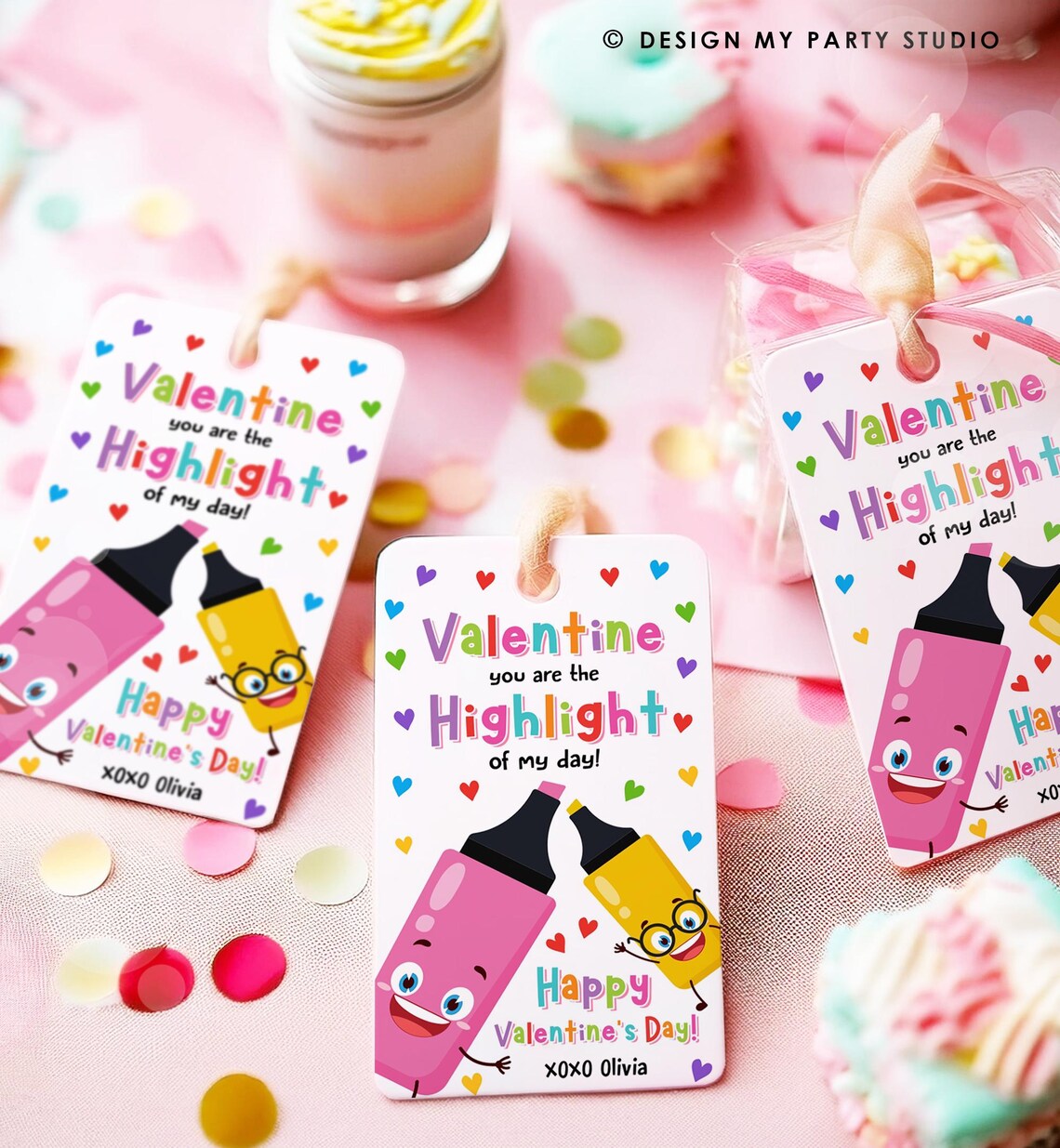 Editable Valentine You're the Highlight Valentines Day Gift Tag Markers ...
