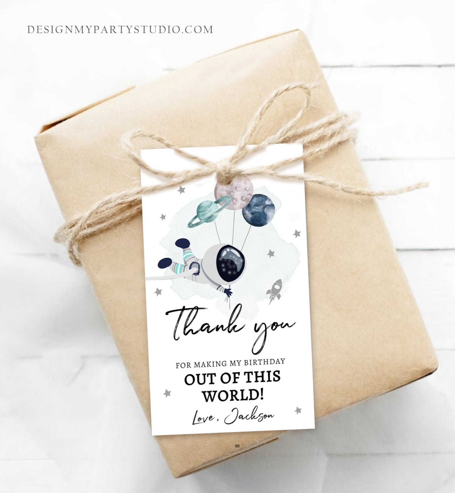 Editable Outer Space Favor Tag Astronaut Birthday Thank You Label ...