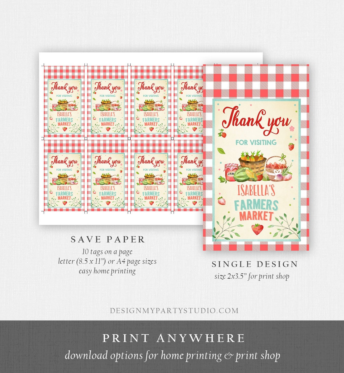 Editable Farmers Market Favor Tags Farmers Market Birthday Thank You ...