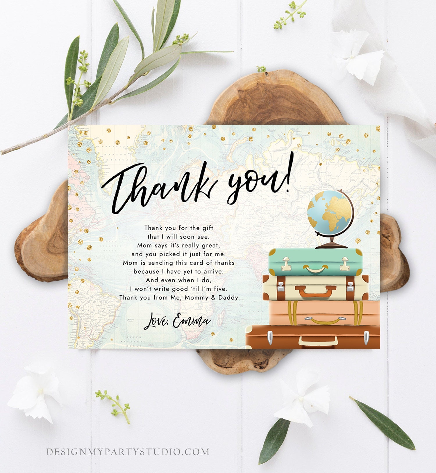 Editable Travel Thank You Card Bridal Shower Thank You Note - Etsy