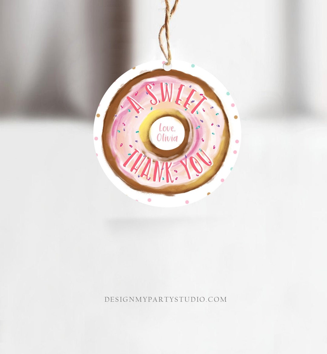 Editable Donut Favor Tags Donut Birthday A Sweet Thank You - Etsy