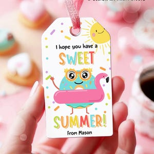 Editable Donut Sweet Summer Teacher Appreciation Tag End of Year Summer ...