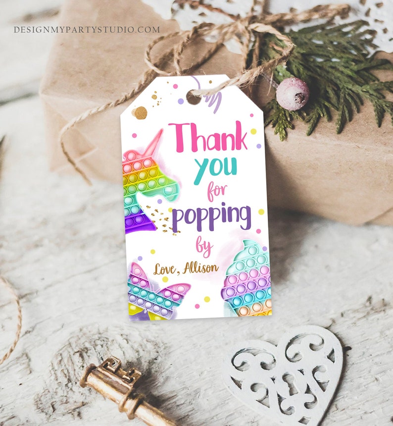 Editable Fidget Party Favor Tags Pop It Party Thank You Tag - Etsy