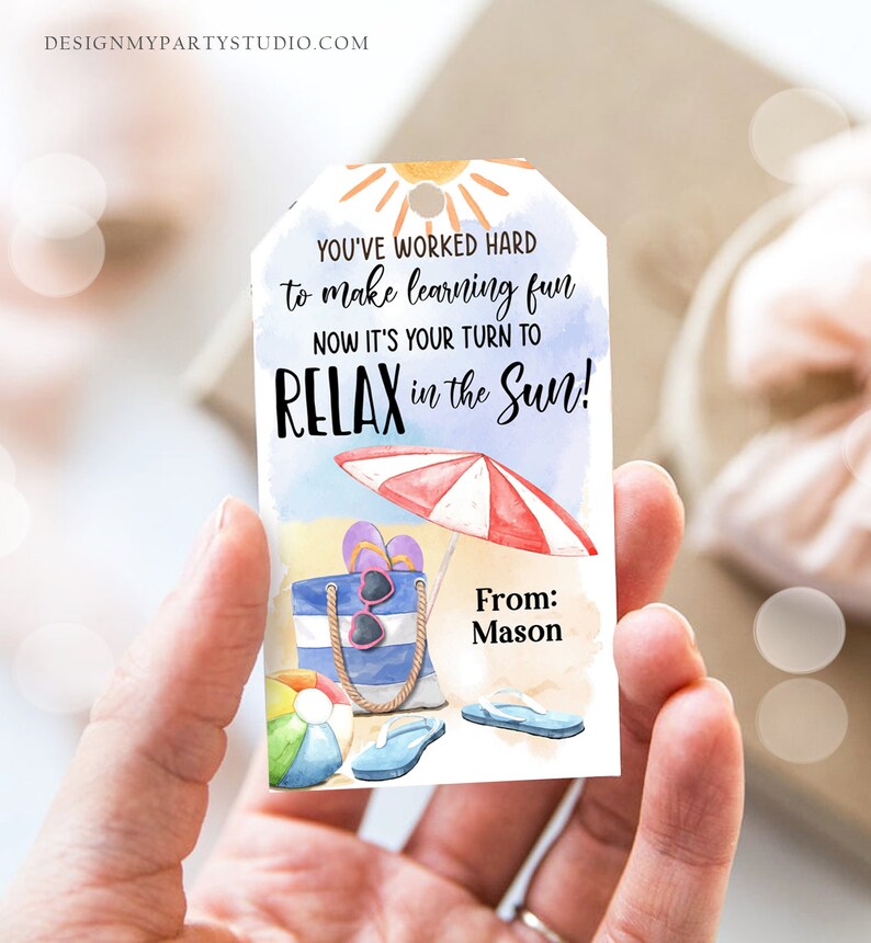 Editable Summer Teacher Appreciation Gift Tag Kids Your Turn - Etsy