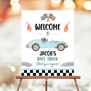 Editable Racing Birthday Welcome Sign Race Car Birthday Sign | Etsy