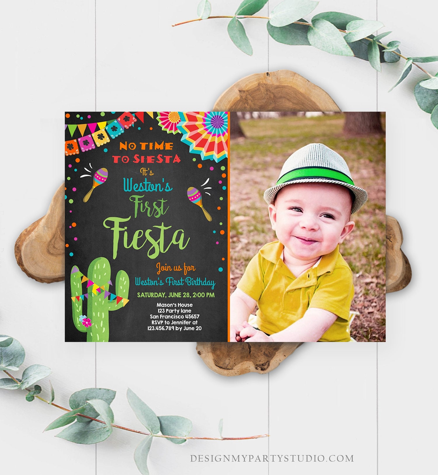 Editable First Fiesta Birthday Invitation Let's Fiesta No - Etsy
