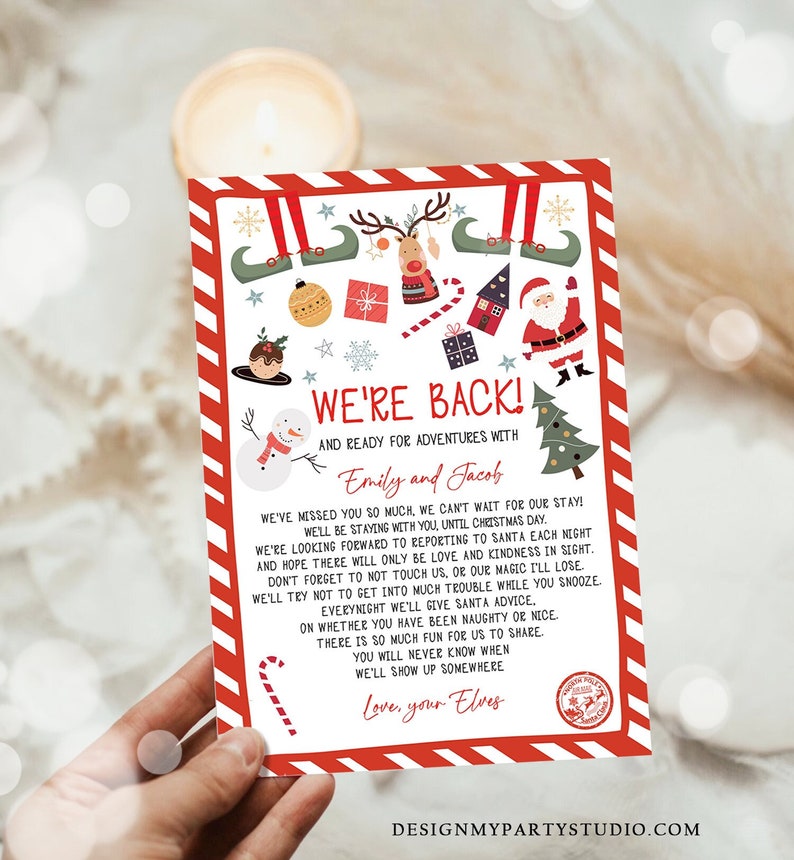 Editable Elf Arrival Letter Return Letter Christmas Elf We're Back Elf ...