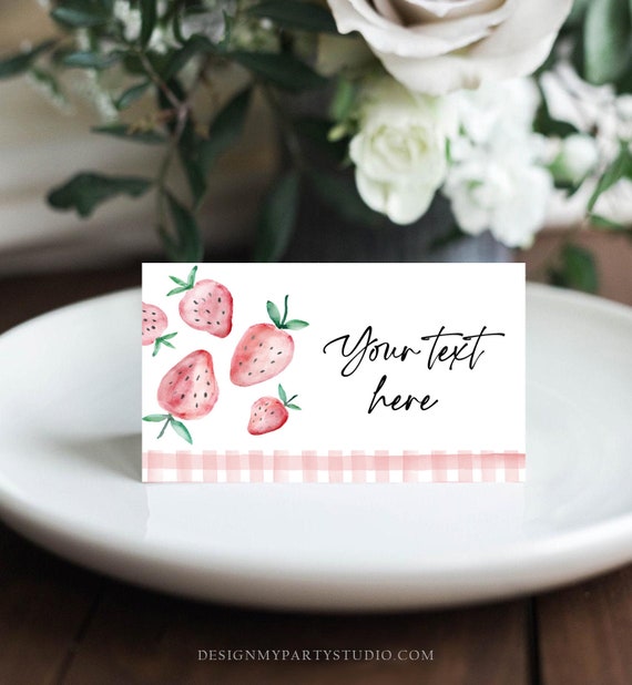 Editable Strawberry Food Labels Strawberry Birthday Party - Etsy
