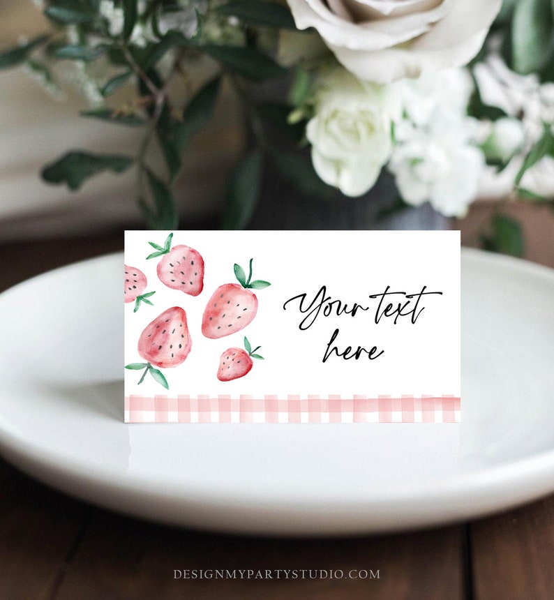 Editable Strawberry Food Labels Strawberry Birthday Party - Etsy