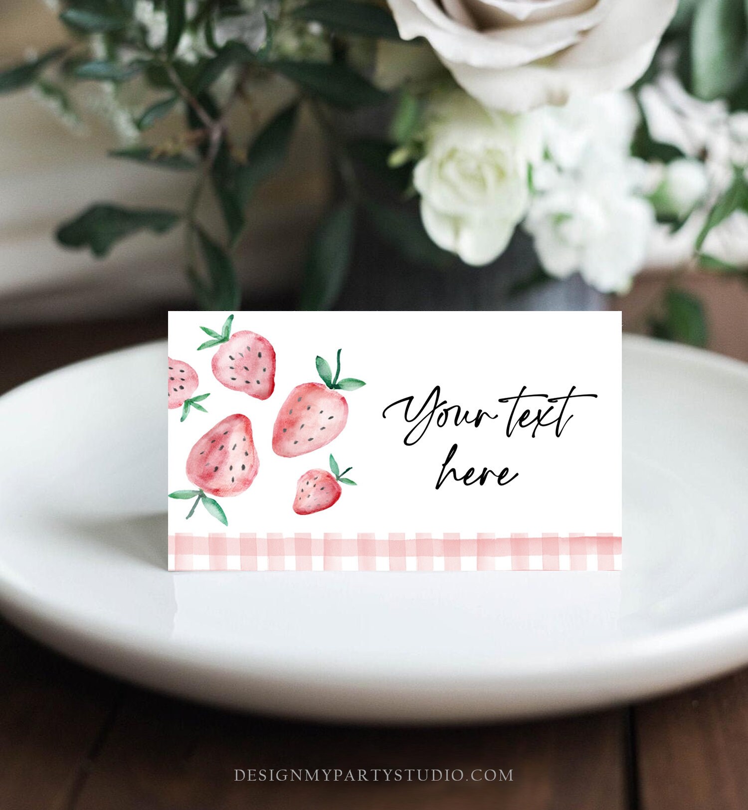 Editable Strawberry Food Labels Strawberry Birthday Party Place Card ...
