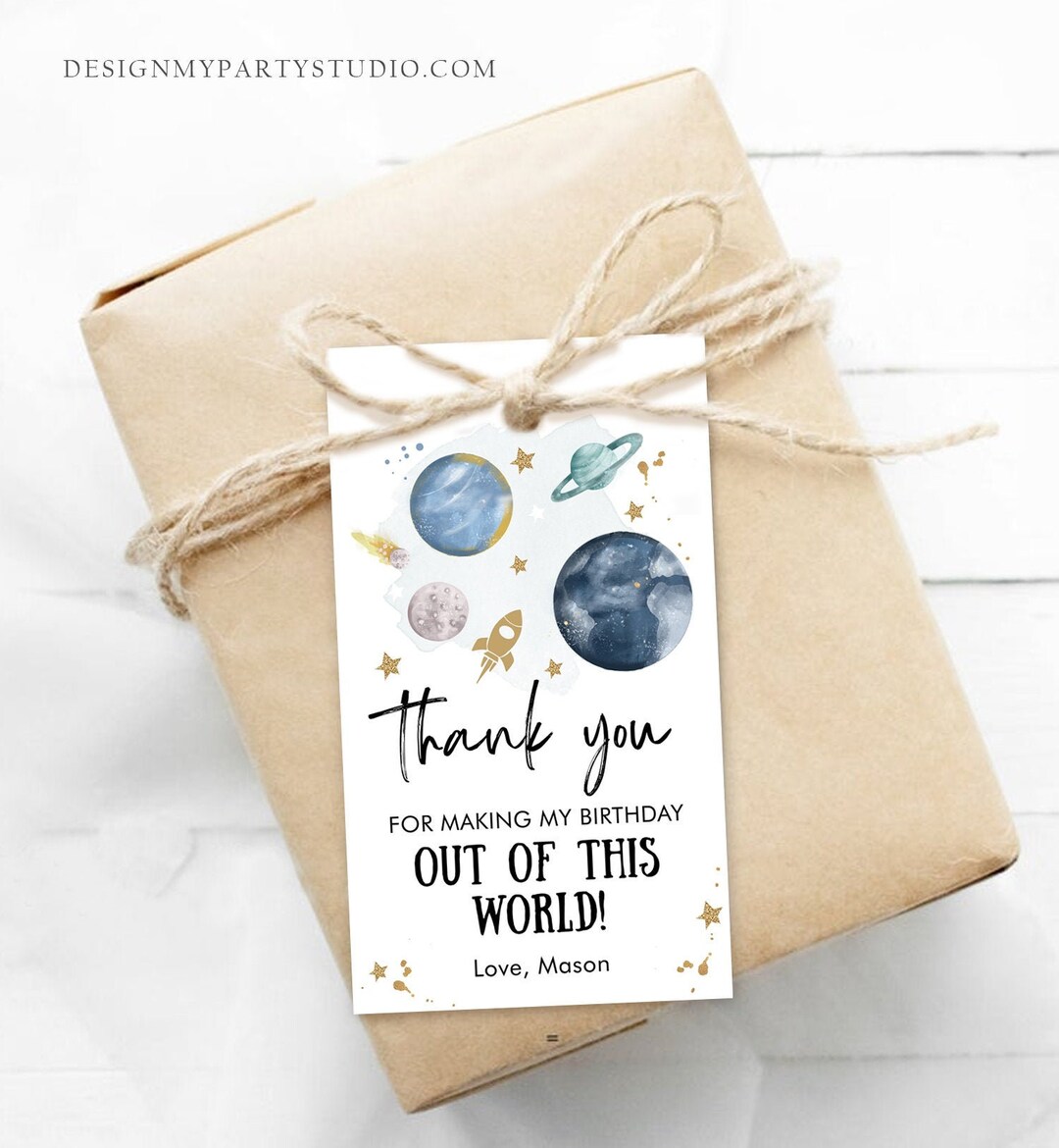 Editable Outer Space Favor Tag Space Birthday Thank You Label Galaxy ...