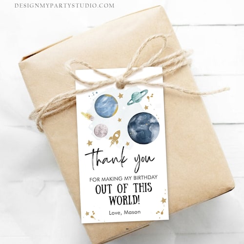 Editable Outer Space Favor Tags Space Birthday Thank You - Etsy