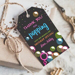 Editable Bubble Favor Tags Pink Bubble Birthday Thank You Tags Popping ...