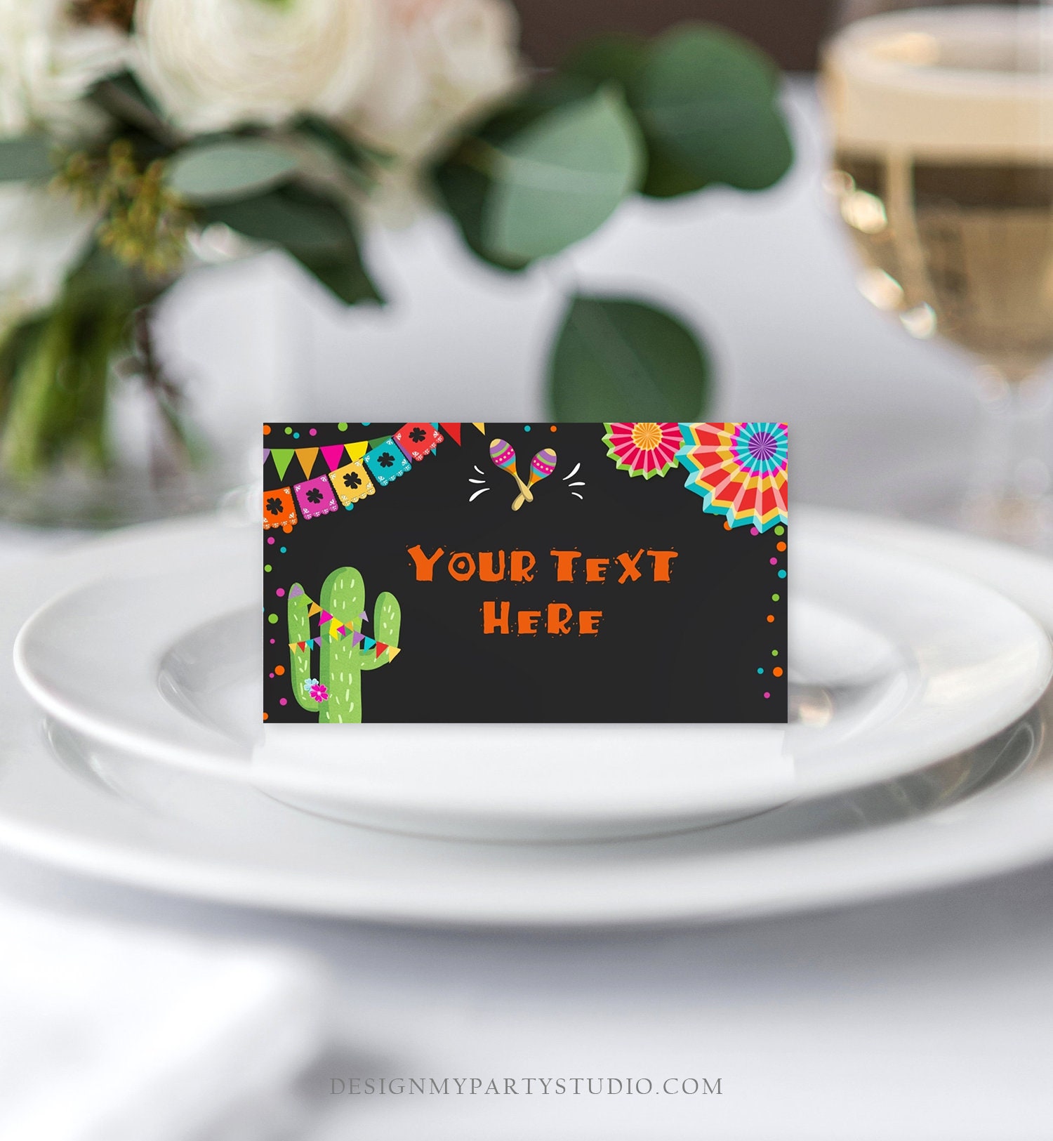 Editable Fiesta Cactus Food Label Fiesta Party Place Card Tent Birthday ...