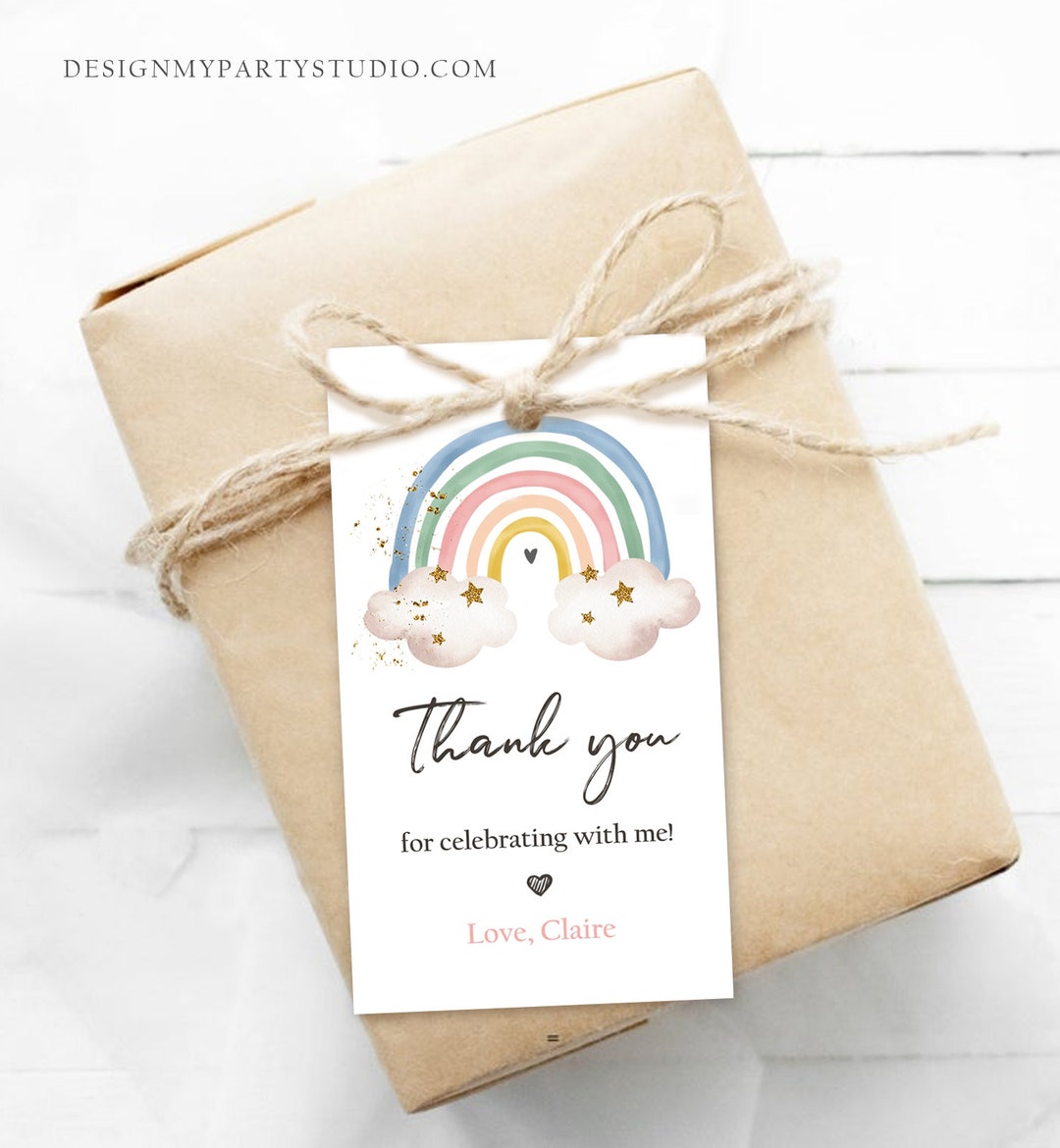 Editable Rainbow Favor Tags Rainbow Birthday Party Thank You Tags Boho ...