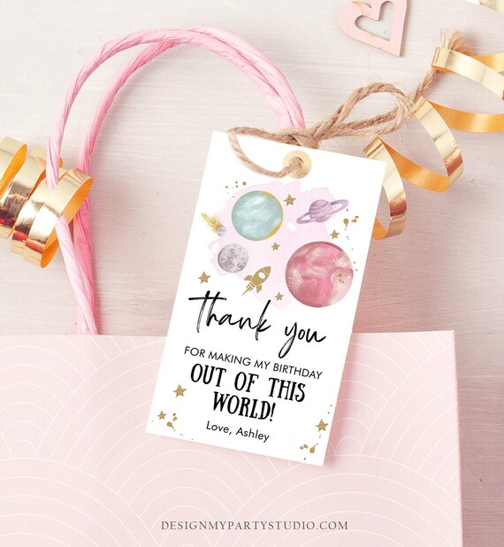 Editable Outer Space Favor Tags Space Birthday Thank you Label Galaxy ...