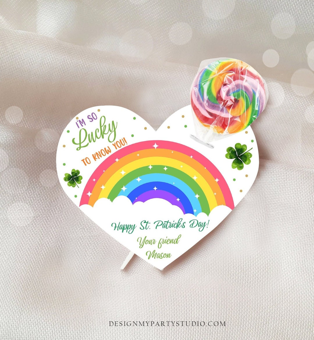 Editable St. Patrick's Day Favor Tag Classroom Gift Kids Lollipop ...