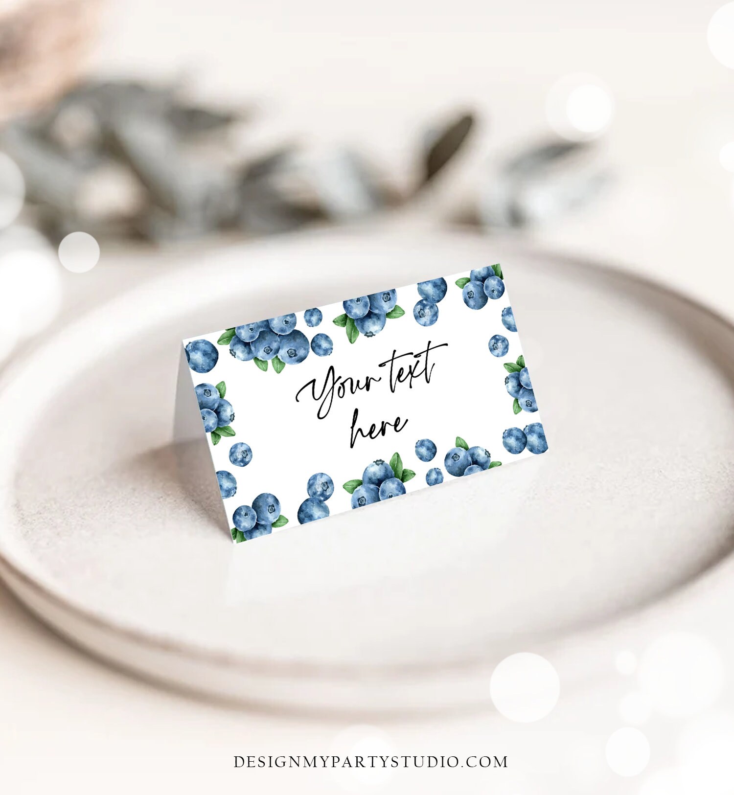 Editable Blueberry Food Labels Birthday Party Place Card Food Tents ...