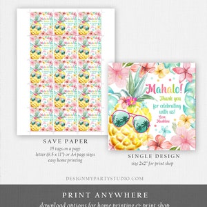 Editable Tropical Aloha Hawaiian Favor Tag Luau Birthday Party ...