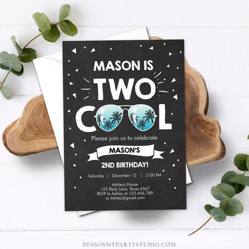 Editable Two Cool Birthday Invitation Boy Second Birthday - Etsy