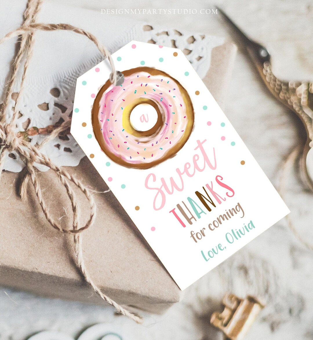 Editable Donut Favor Tags Sweet Thanks for Coming Donut - Etsy