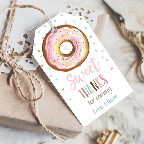 Editable Donut Favor Tags Tags Donut Birthday Donut Thank You | Etsy