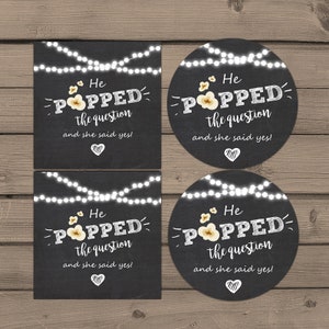 He Popped the Question Gift Tag Engagement Party Favor Tag Engagement ...