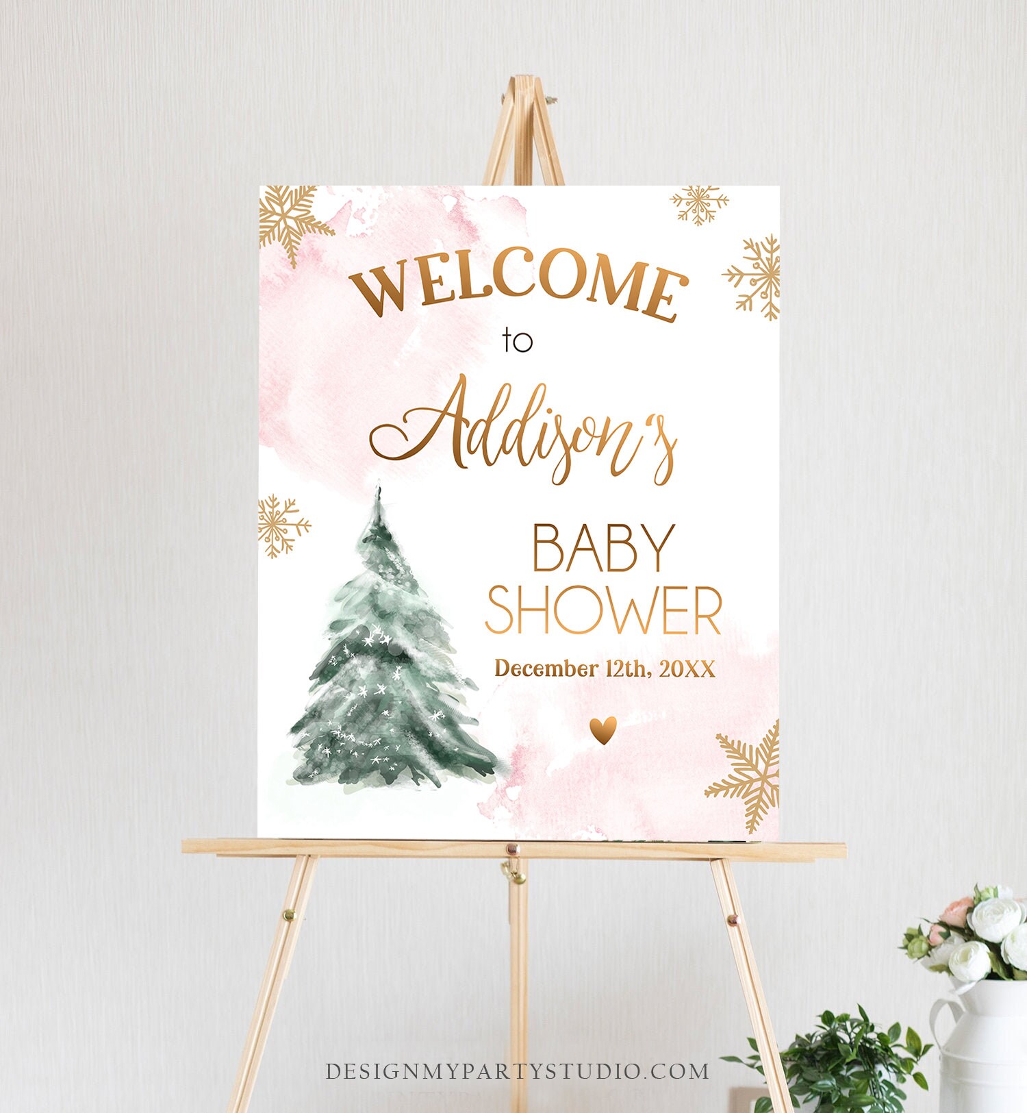 Editable Winter Tree Welcome Sign Tree Watercolor Baby Shower - Etsy