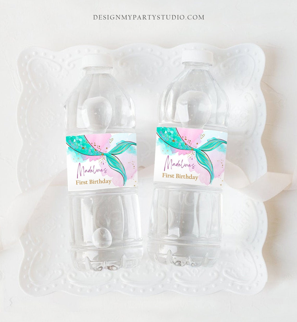 Editable Mermaid Water Bottle Labels Mermaid Tail Birthday | Etsy