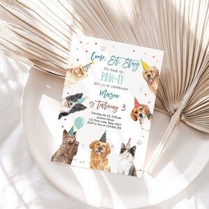 Editable Cats and Dogs Birthday Invitation Cat Dog Birthday Party ...