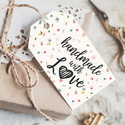 PRINTABLE Handmade With Love Tags Printable Gift Tags - Etsy
